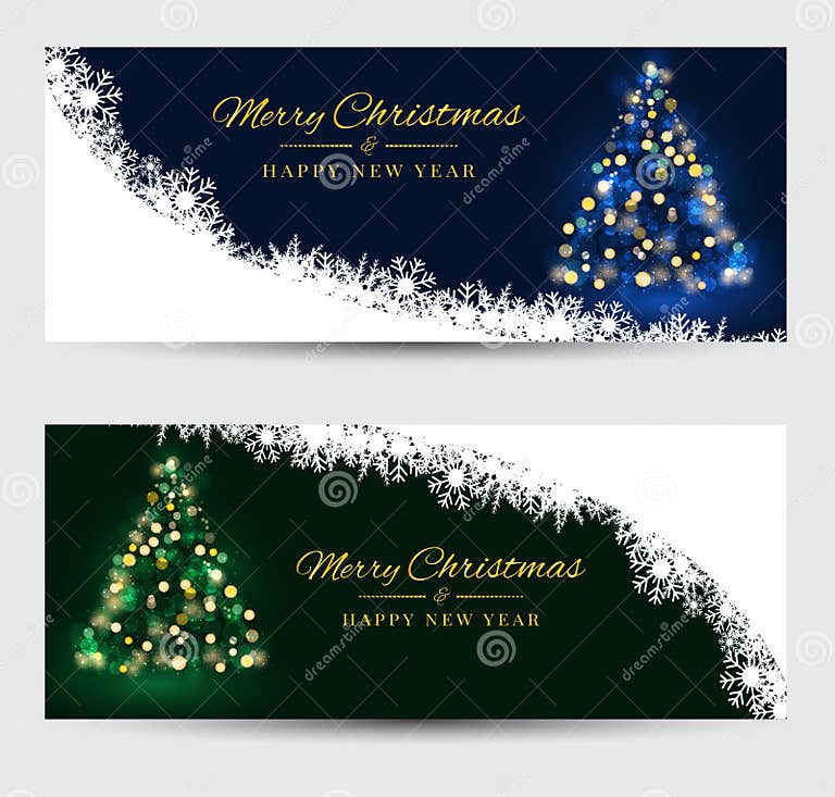 Christmas Banners with Decorated on Background. Festive Header D Stock ...