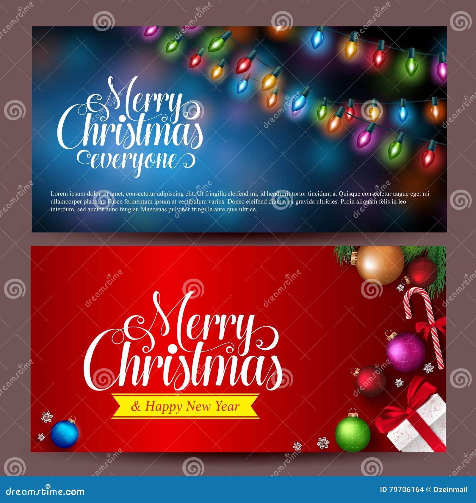 Christmas Banners Design for Greetings Card in Colorful and Background ...