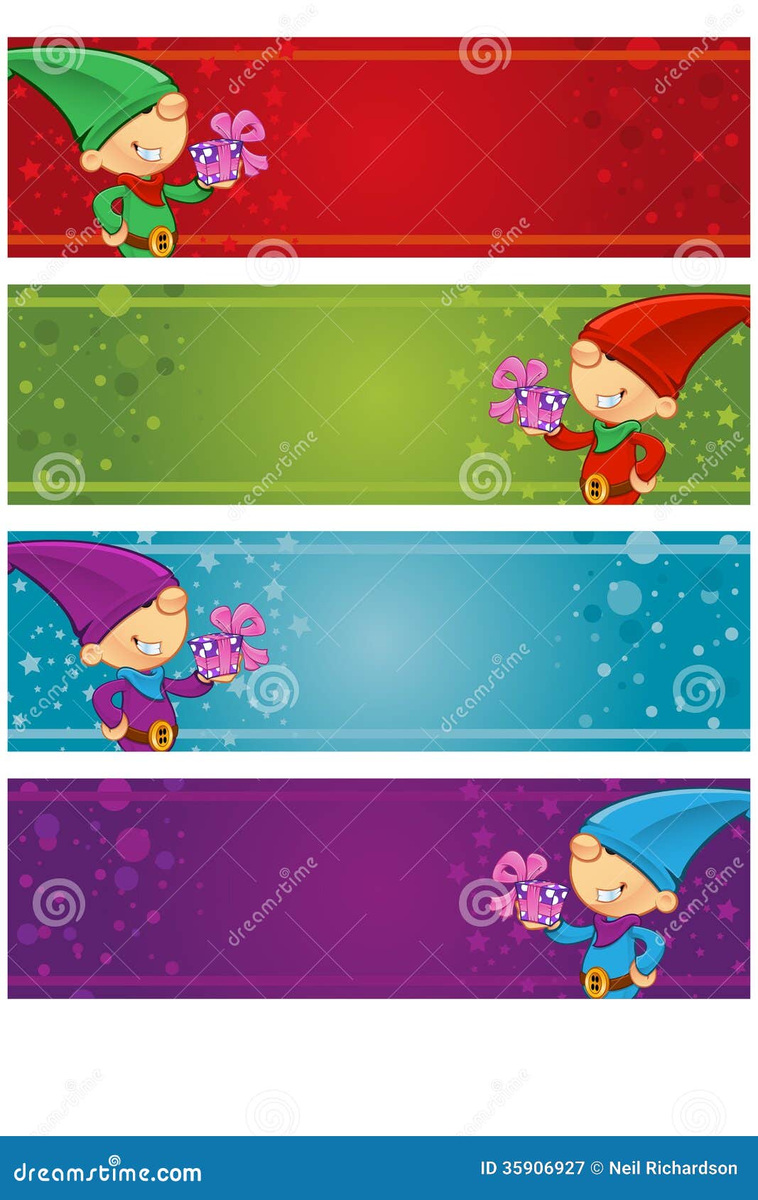 4 Christmas Banners - Elf stock vector. Illustration of celebration ...