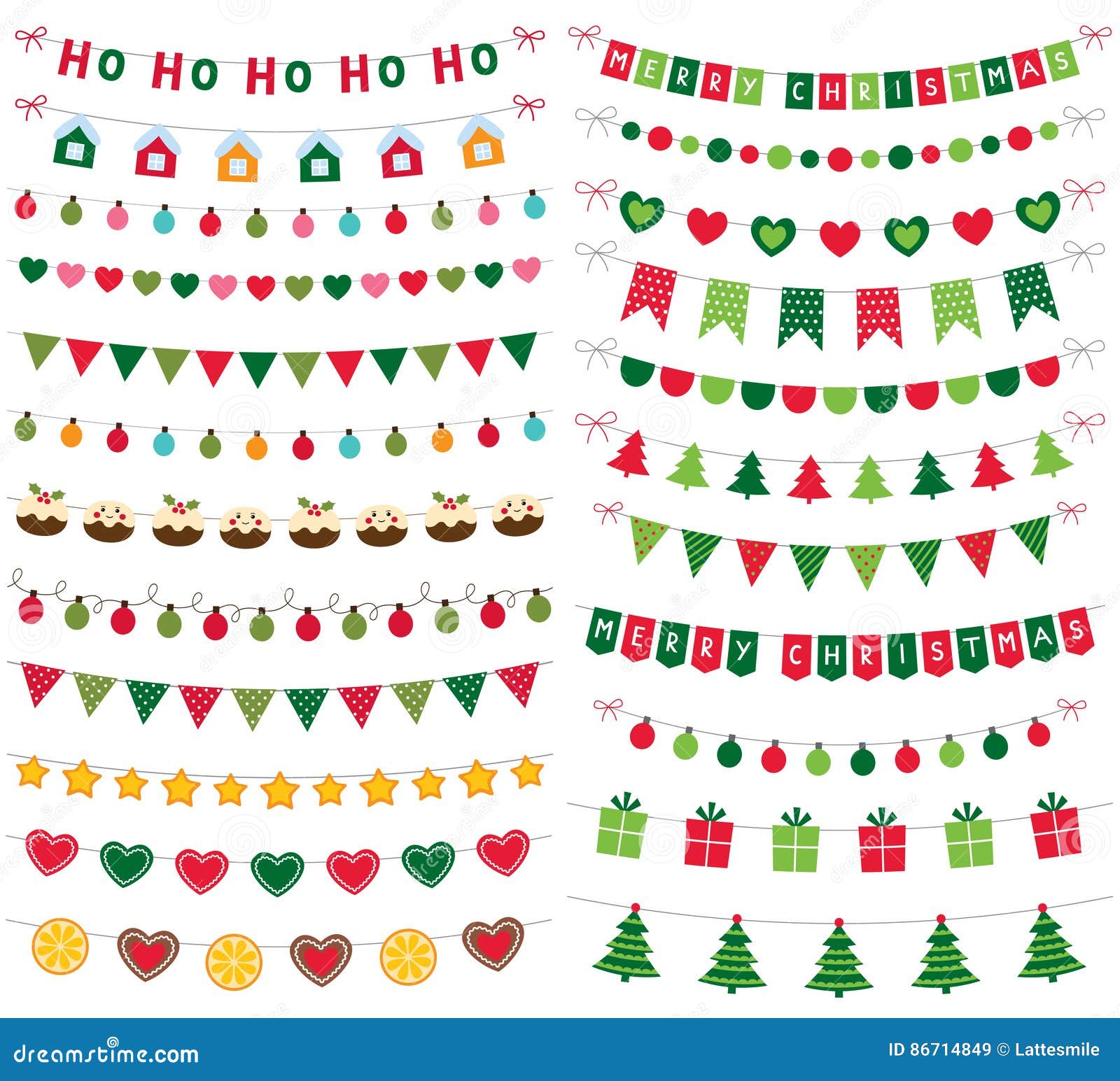 Christmas Banners, Garlands and Decoration Set Stock Vector ...