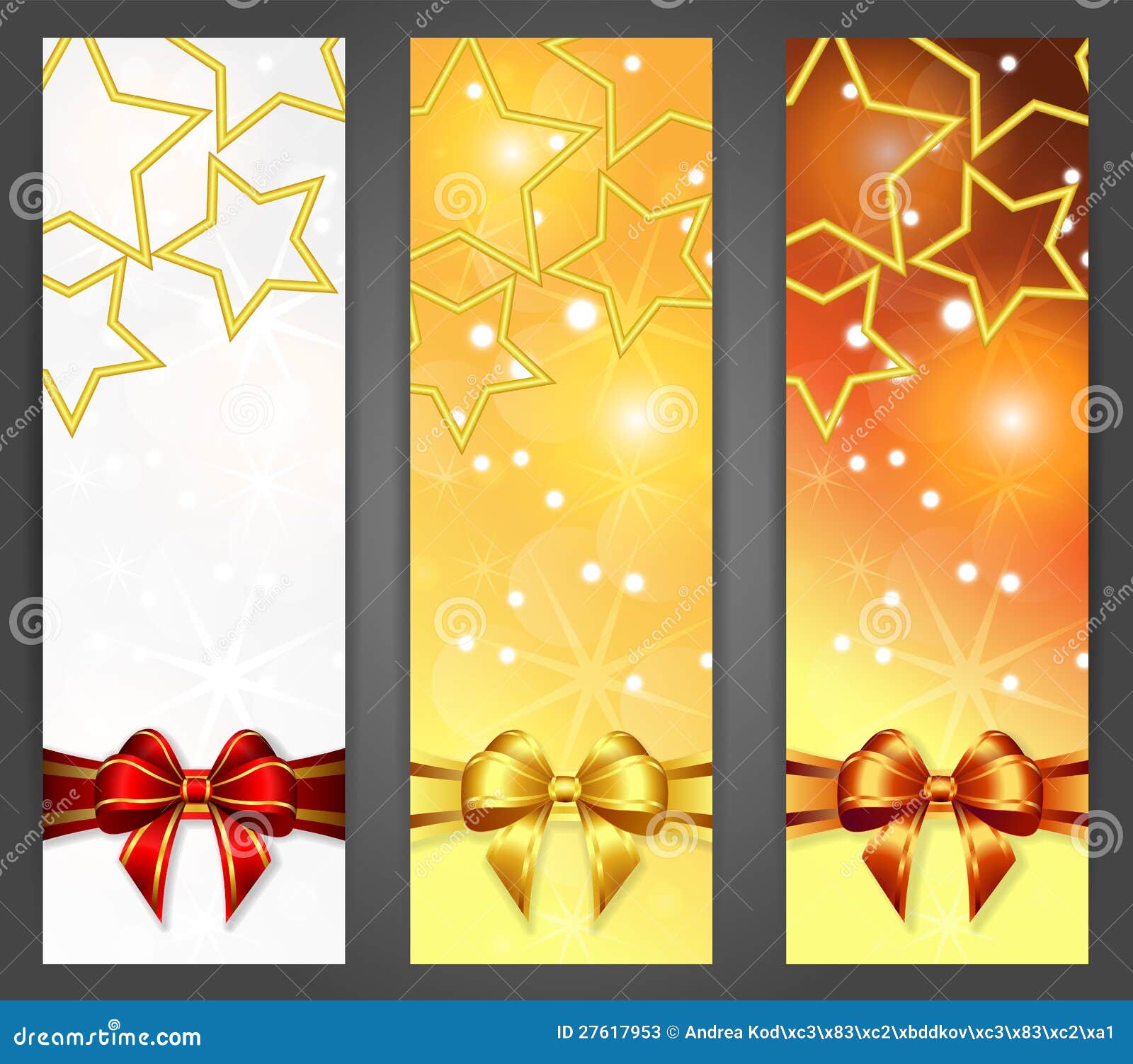 Christmas Banners with Ribbon and Stars Stock Vector - Illustration of ...
