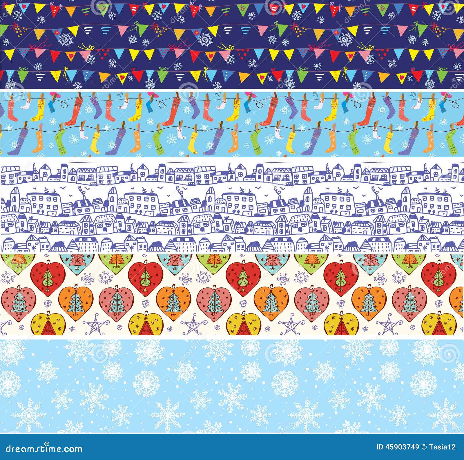 Christmas Banners Set with Pattern of Snow, Decorations Stock Vector ...