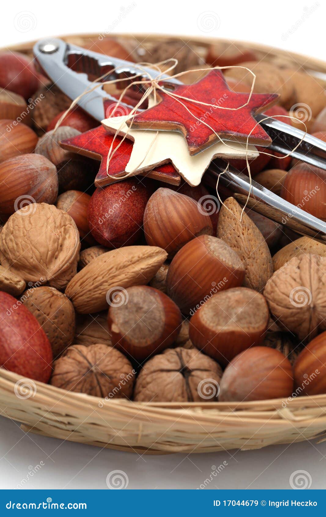 Christmas Basket with Nuts and Nutcracker Stock Image - Image of ...