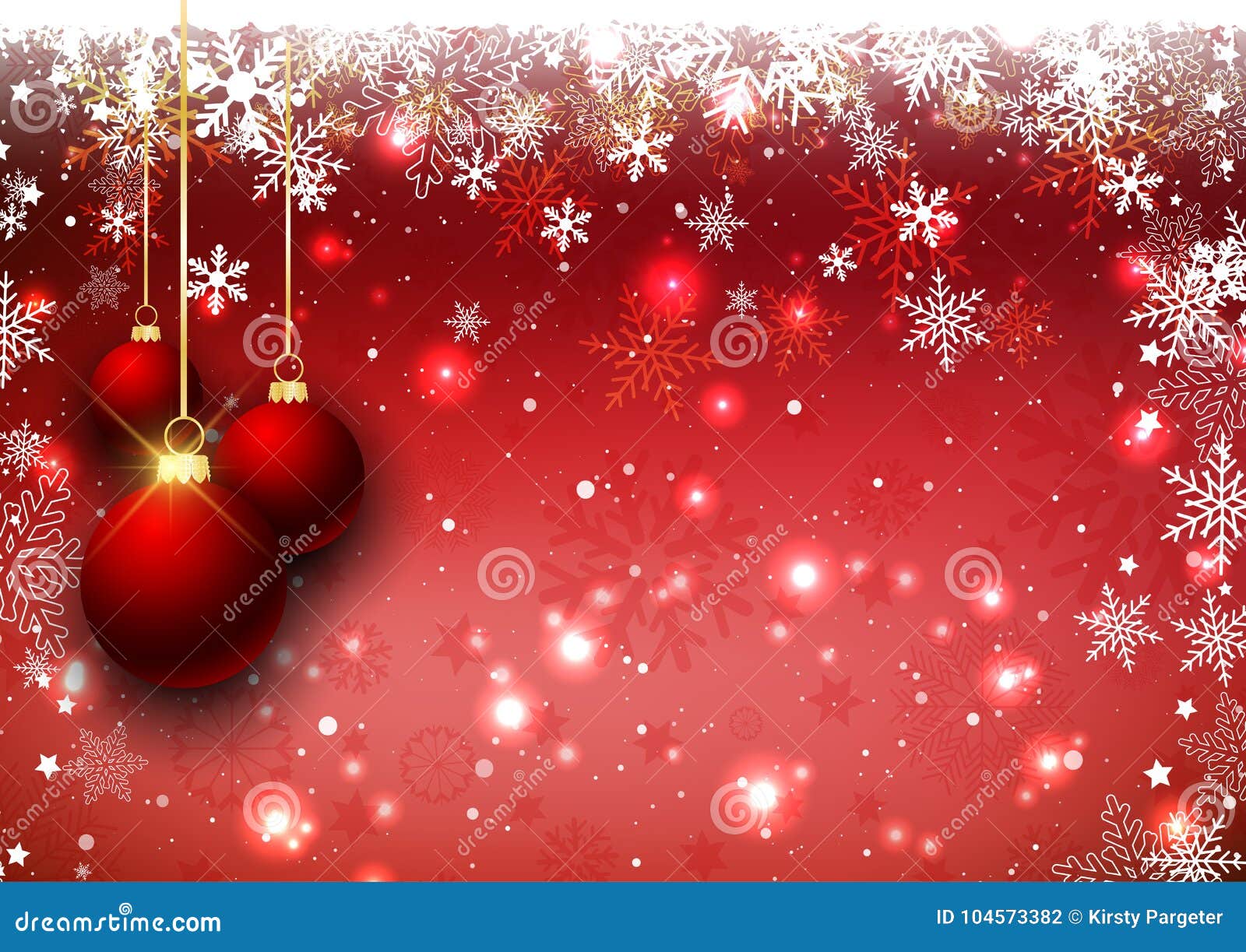 Christmas Bauble Background with Snowflake Border Stock Vector ...