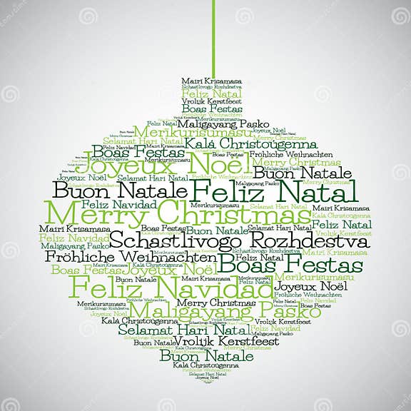 Christmas Bauble Made from Merry Christmas in Different Languages Stock ...
