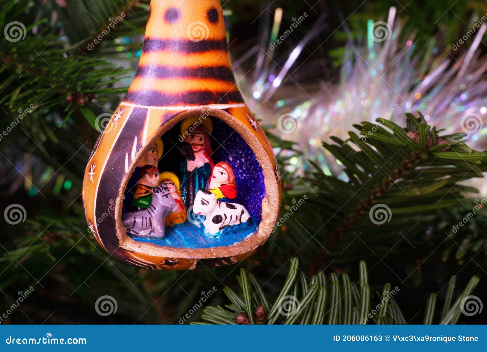 Christmas Bauble with a Miniature Nativity Stock Image - Image of ...