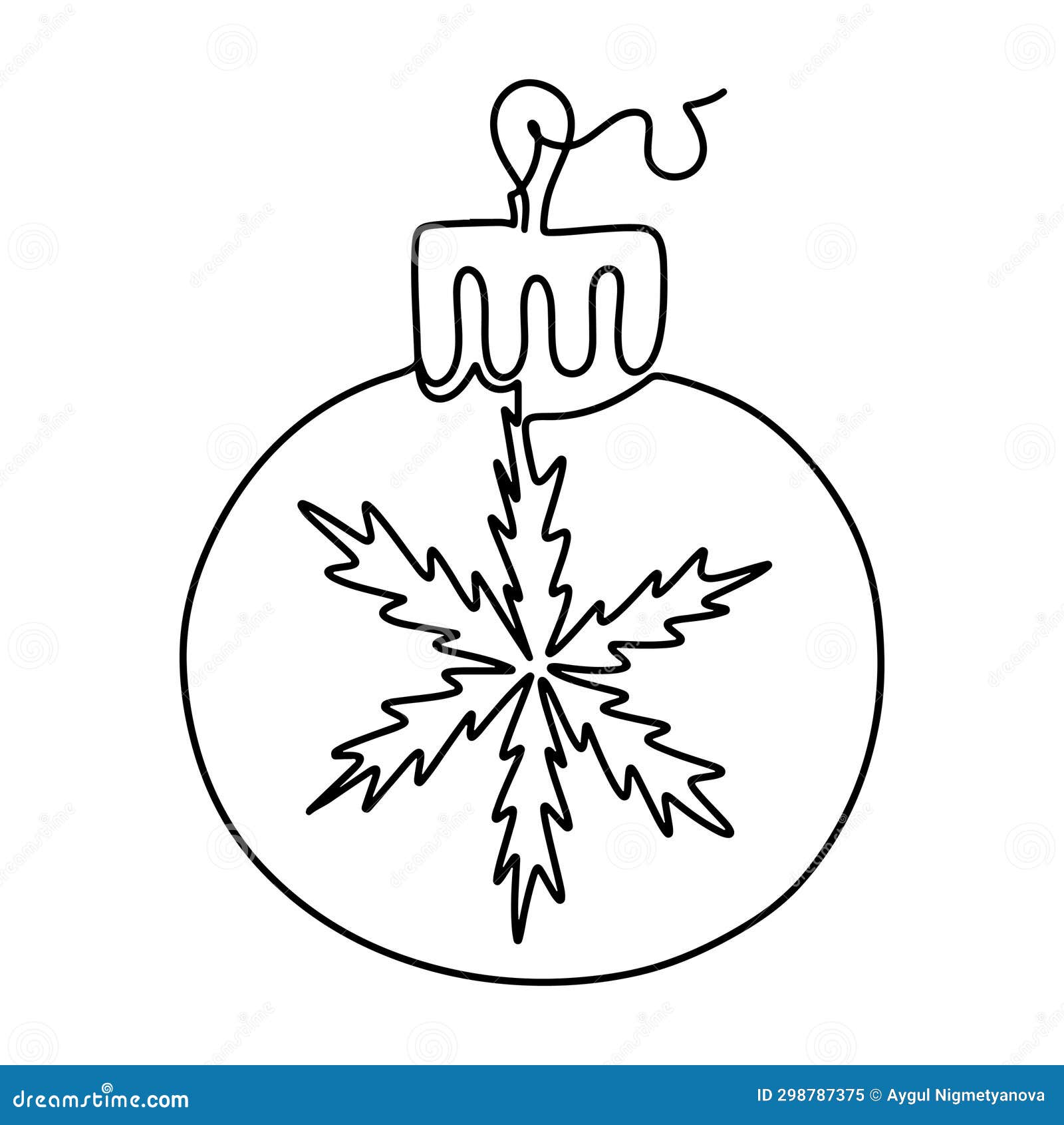 Christmas Bauble in Single Line Style. One Continuous Line Drawing ...