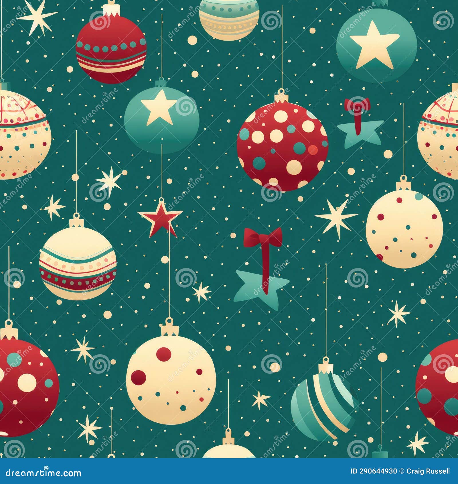 Christmas Bauble Theme Background Seamless Stock Illustration ...