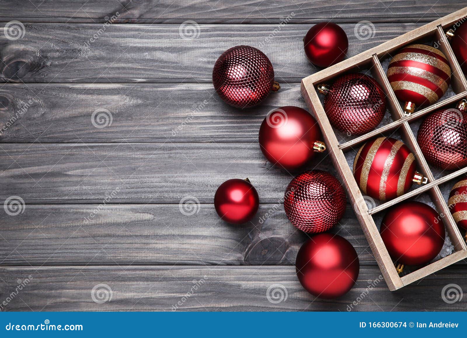 Christmas baubles in box stock photo. Image of golden - 166300674