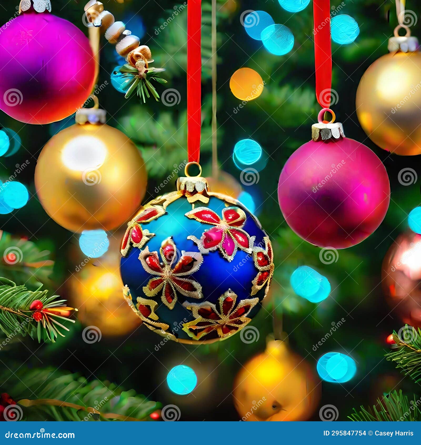 Christmas baubles hanging stock illustration. Illustration of event ...