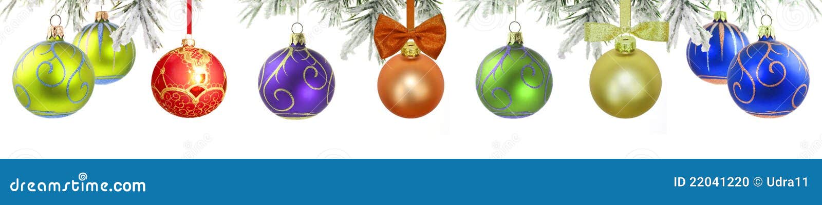 Christmas Baubles Isolated Banner Stock Photo - Image of concept, blue ...