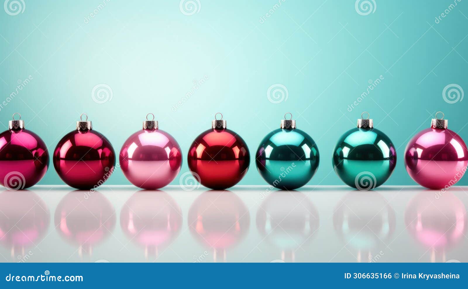 Christmas Baubles Line Up in Rows on a Shiny Surface, Stock Photo ...
