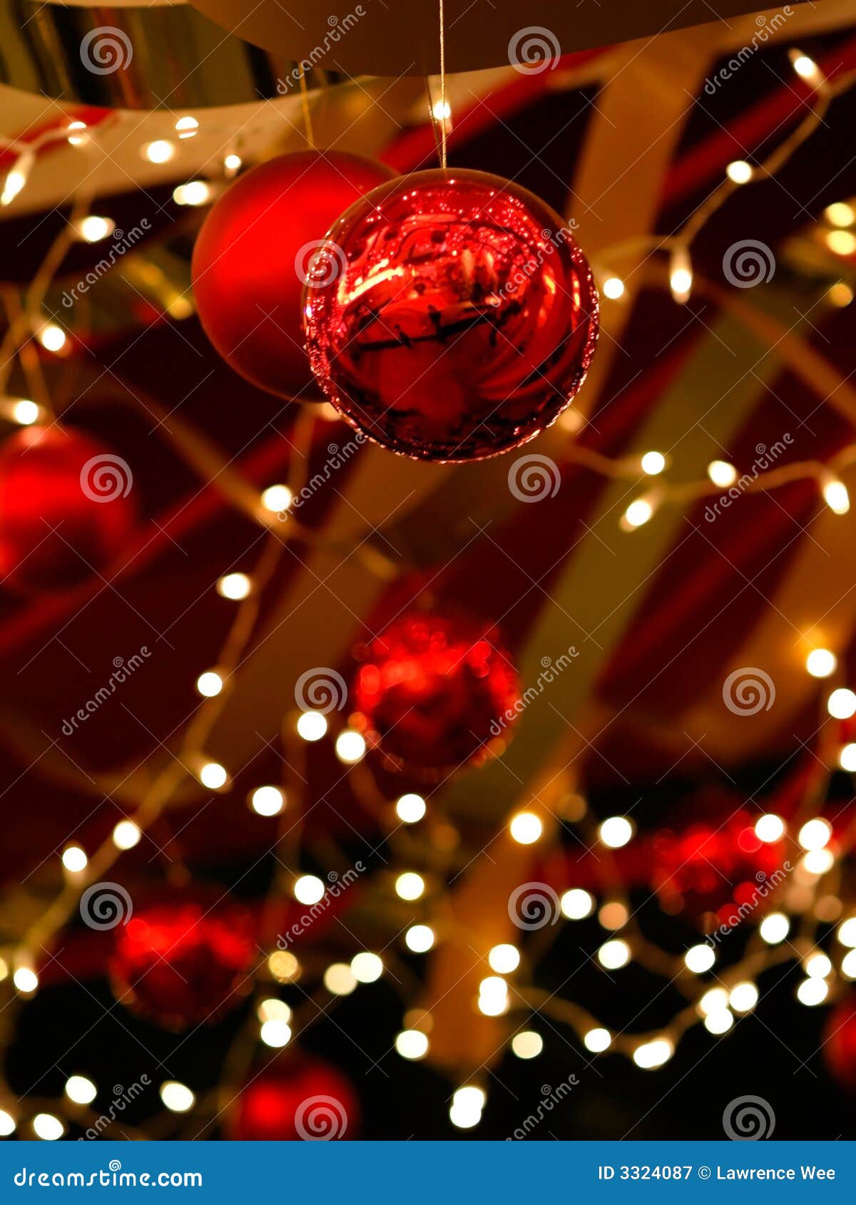 Christmas Baubles and Ribbons Stock Image - Image of night, sheen: 3324087