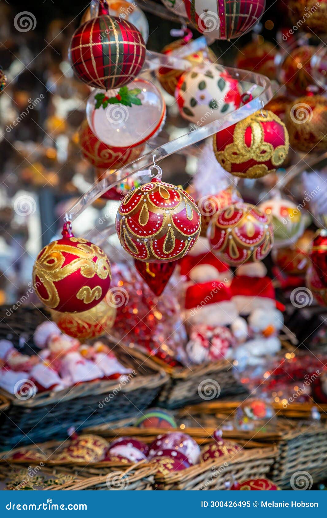 Christmas Baubles on a Stall, with a Shallow Depth of Field Stock Image ...