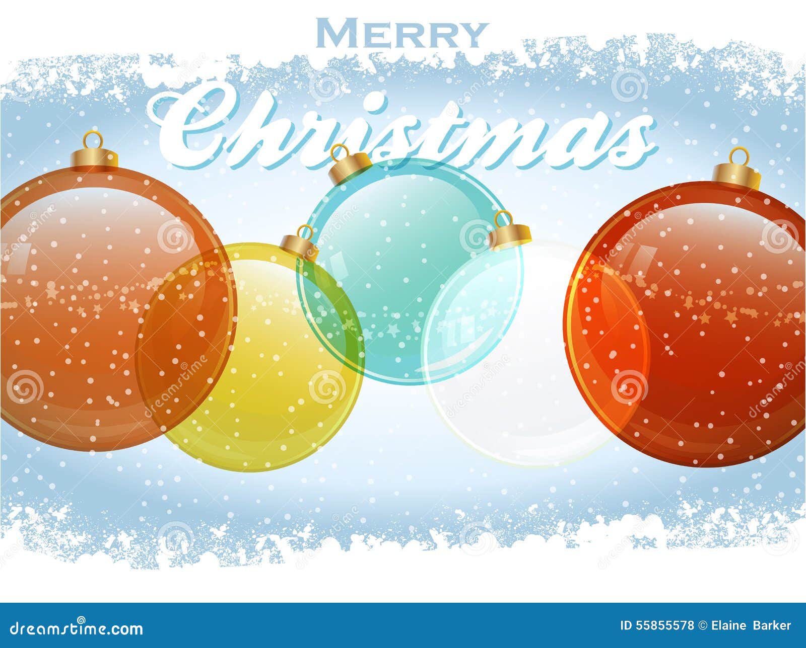 Christmas Baubles with Text and Snow Stock Illustration - Illustration ...