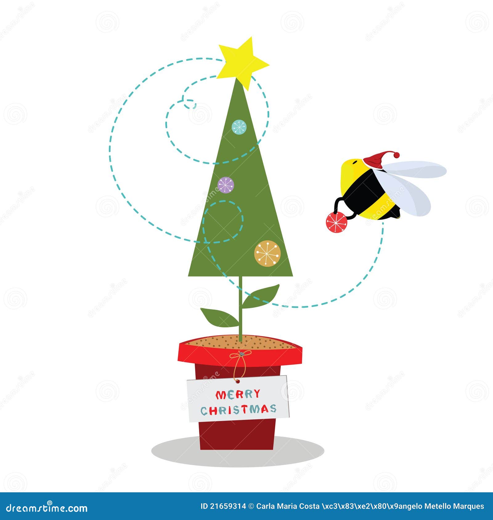 Christmas Bee stock vector. Illustration of green, season - 21659314