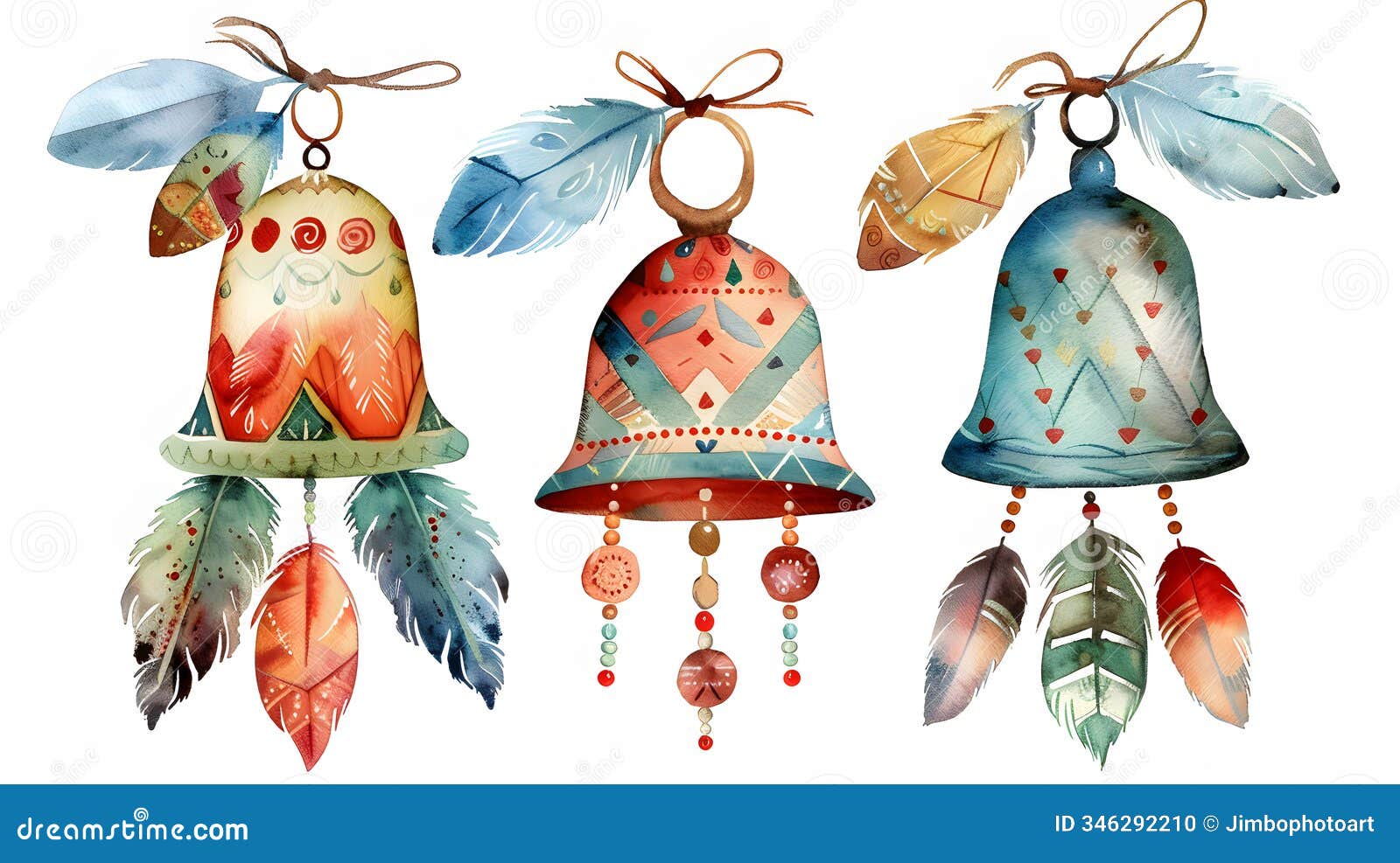 Clipart with Boho Elements Like Feathers Stock Illustration ...