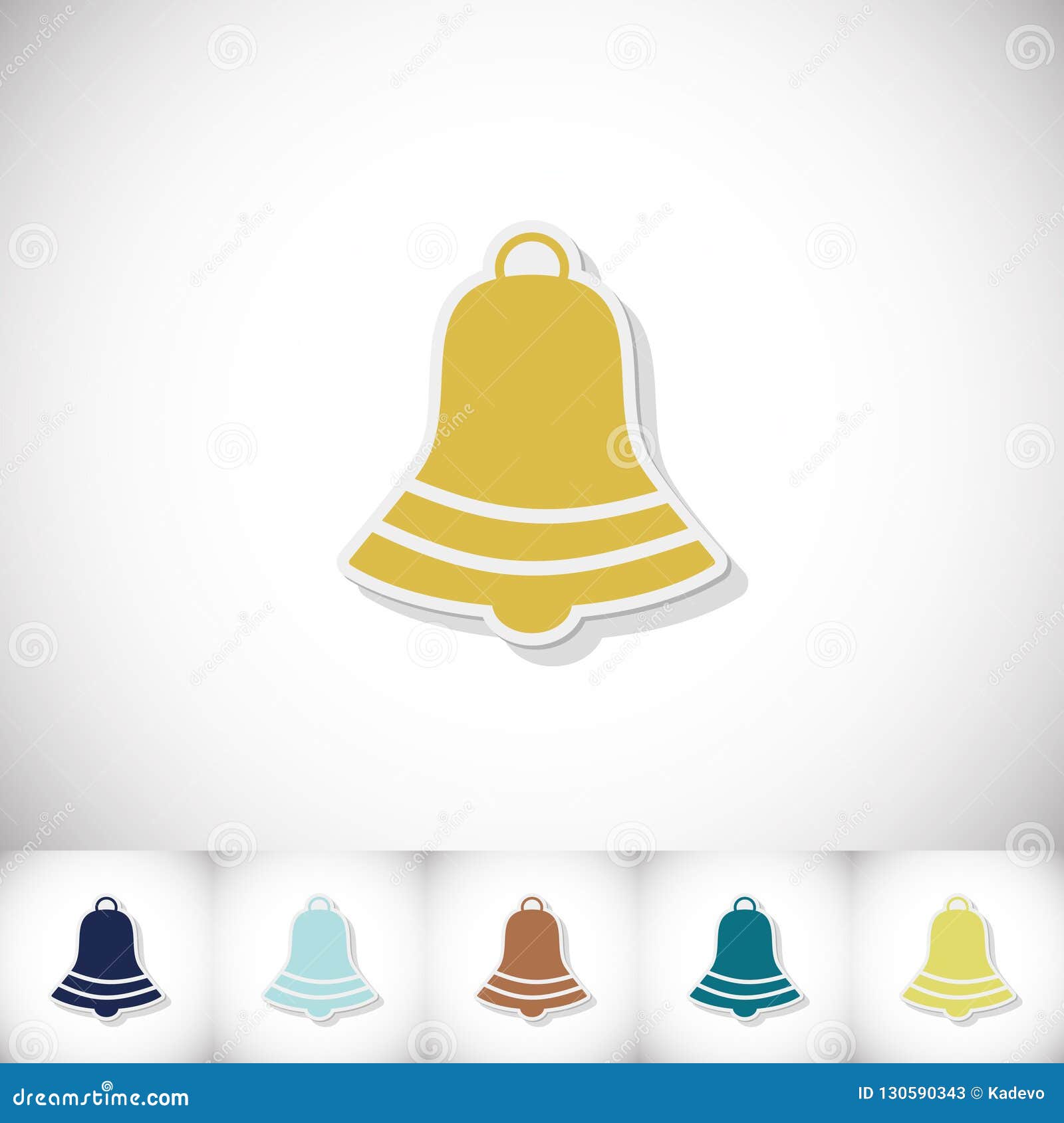 Christmas Bell. Flat Sticker with Shadow on White Background Stock ...