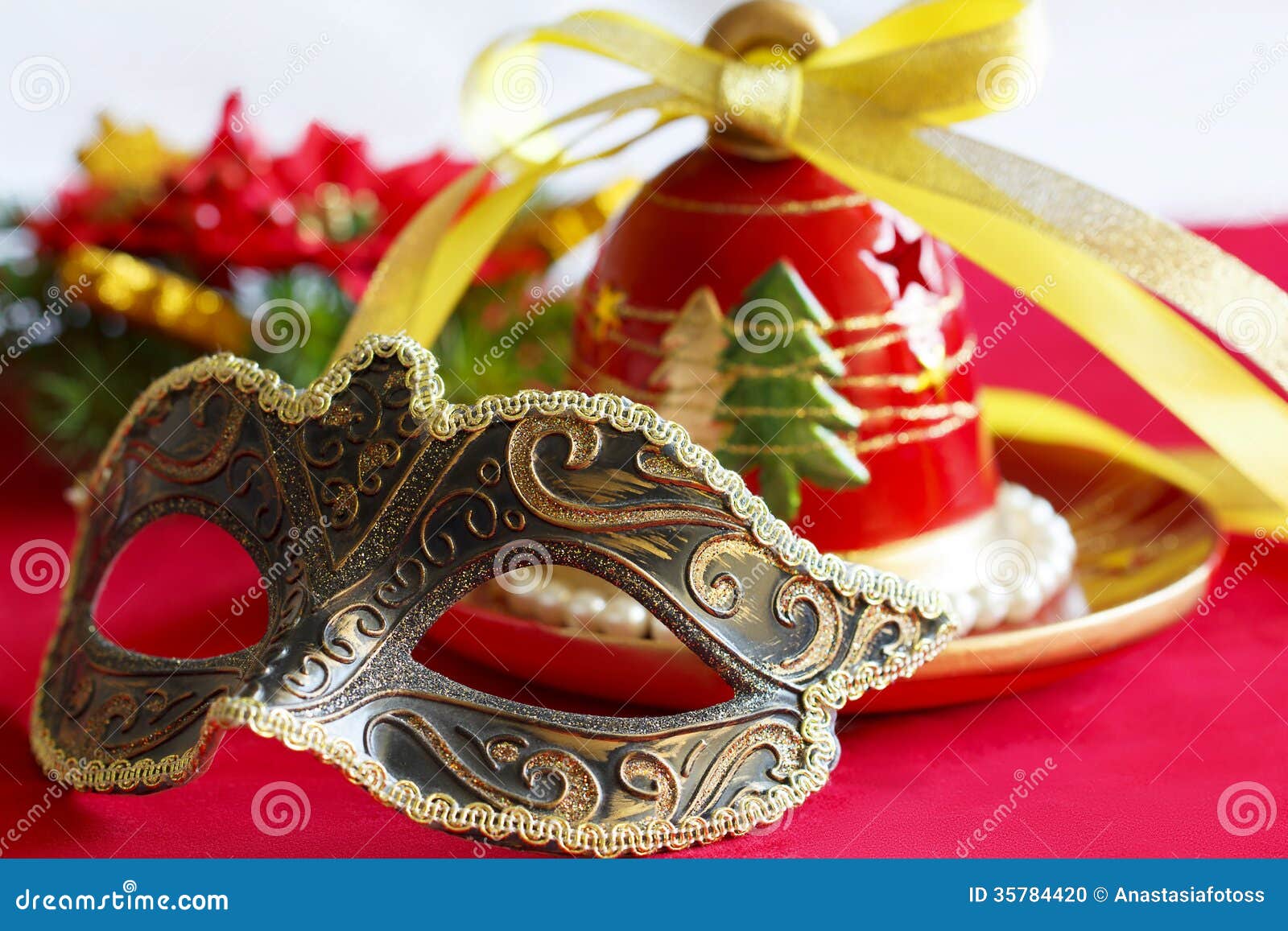 Christmas bell and mask stock photo. Image of decoration - 35784420
