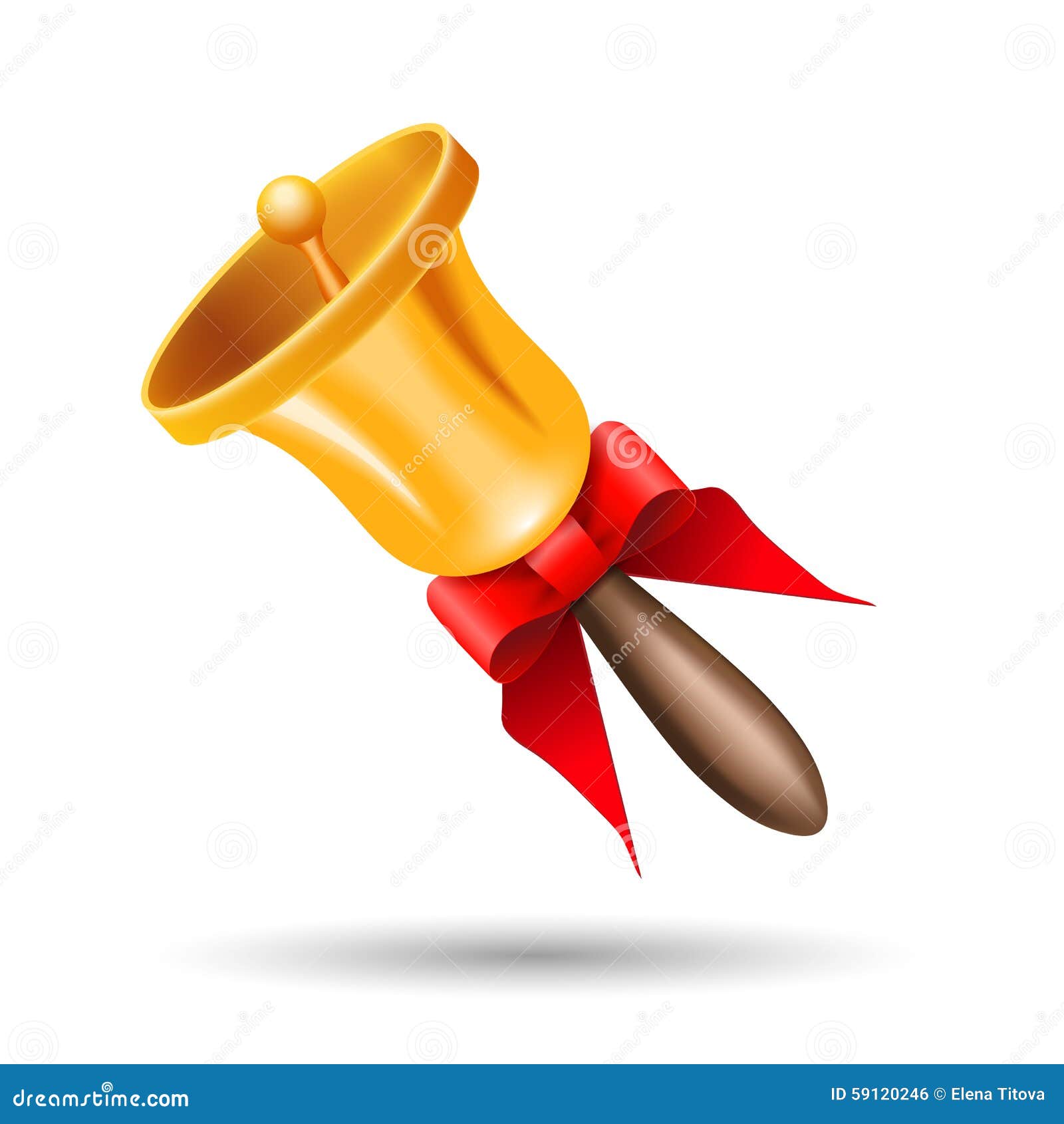 Christmas Bell with a Red Bow Stock Vector - Illustration of sound ...