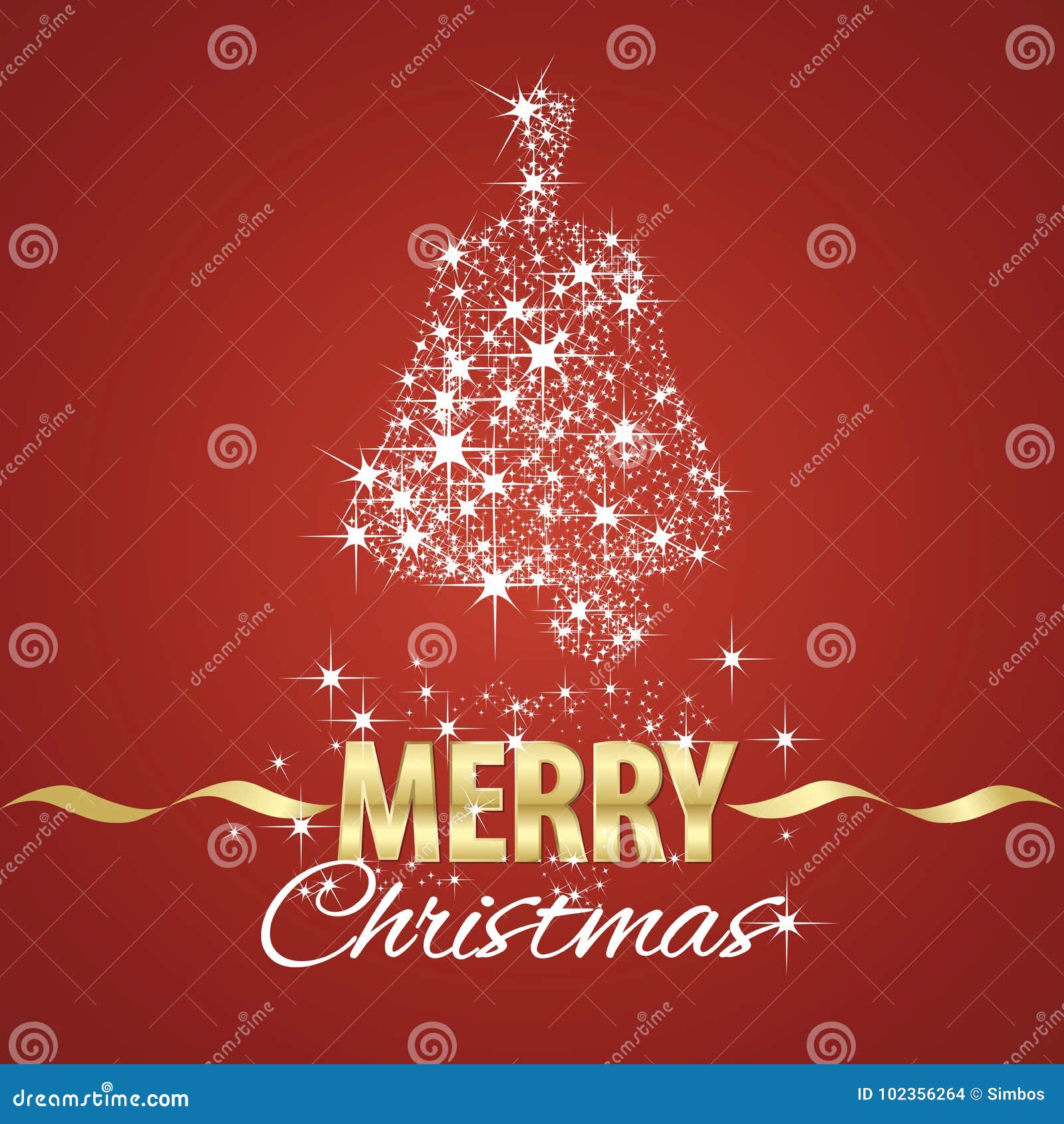 Christmas Bell Symbol Stardust Red Background Stock Vector ...