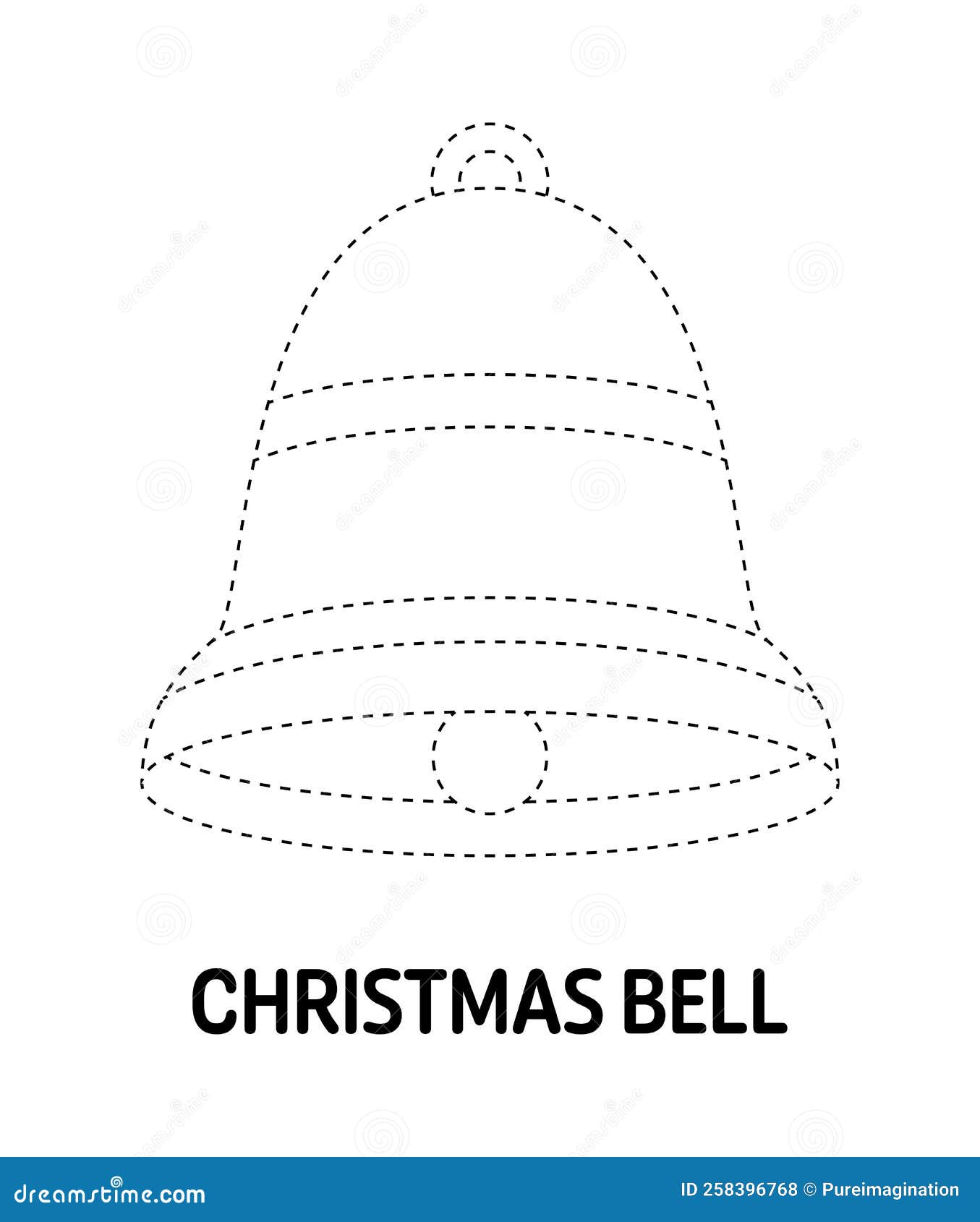 Christmas Bell Tracing Worksheet for Kids Stock Vector - Illustration ...