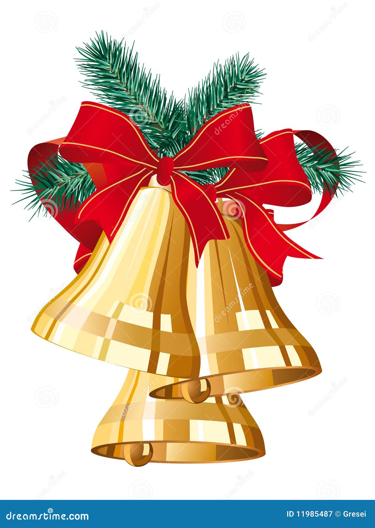 Christmas Bells With Holly On A Cream Background Stock Image ...