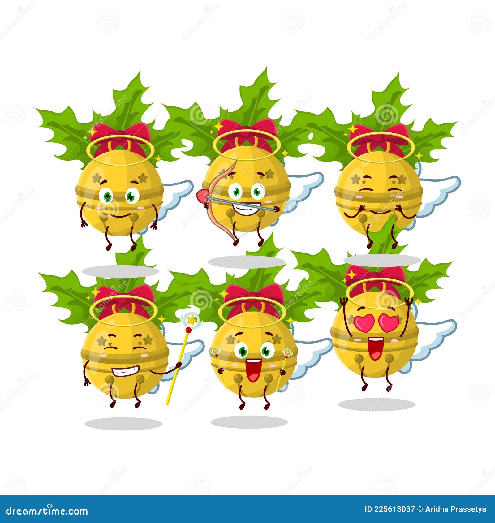 Christmas Bells Cartoon Designs As A Cute Angel Character Stock
