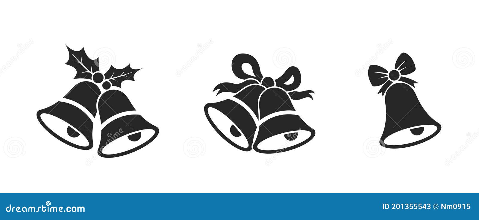 Christmas Bells Icon Set. New Year and Christmas Symbol Stock Vector ...