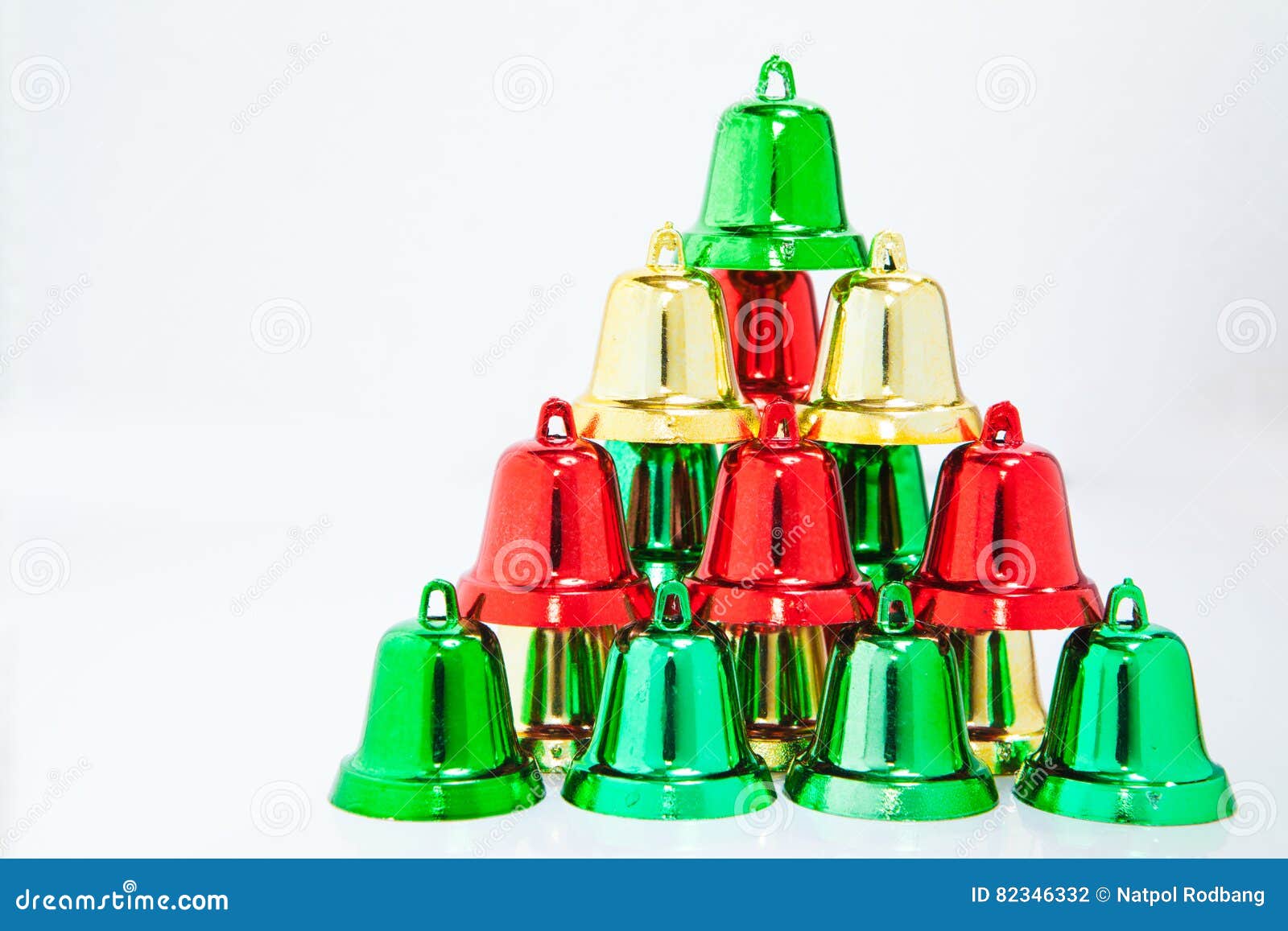 Christmas Bells Pyramid on White Background with Clippi Stock Photo ...