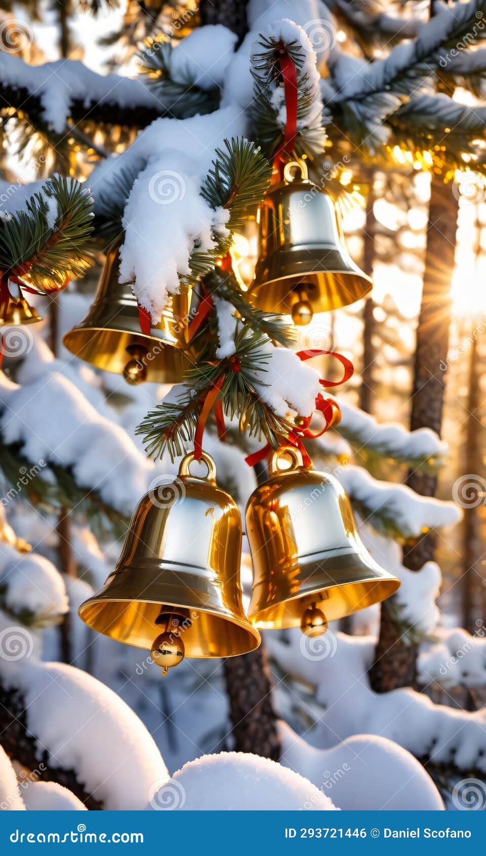 Christmas Bells in the Snow. Generative AI Stock Photo - Image of ...