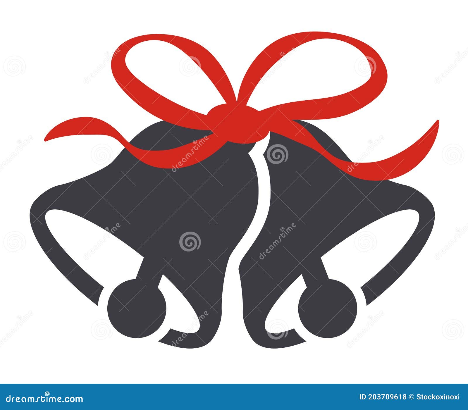 Christmas Bells Symbol Red Ribbon Vector Illustration Stock Vector ...