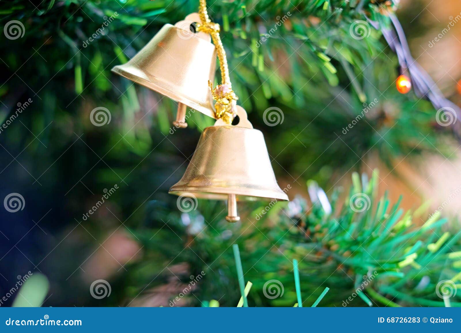 Christmas bells, tree stock image. Image of golden, christmas - 68726283