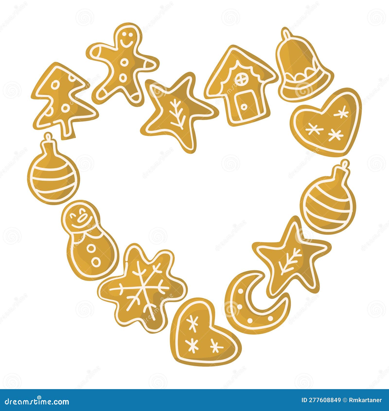 Christmas Biscuits Hear Shape Border. Stock Vector - Illustration of ...