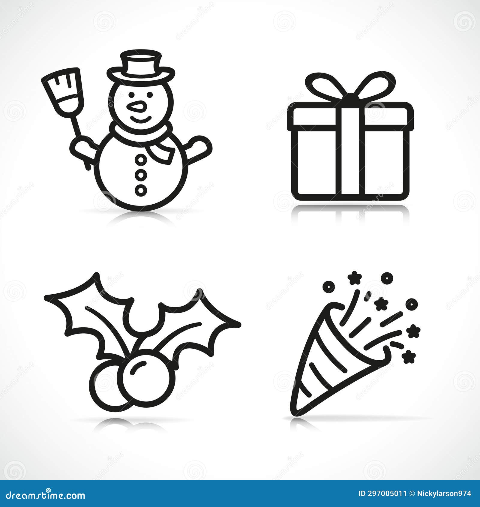 Christmas Black Line Icons Set Stock Illustration - Illustration of ...