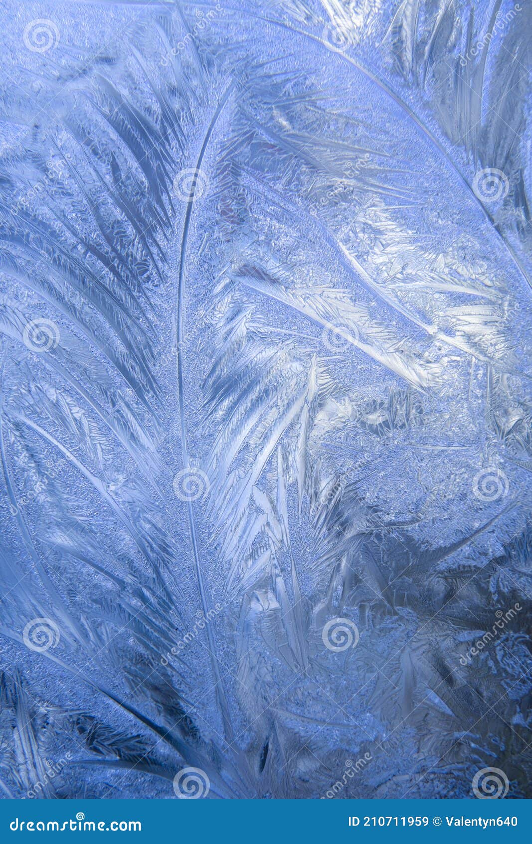 Christmas Blue Background with Frozen Pattern on Window. Stock Image ...