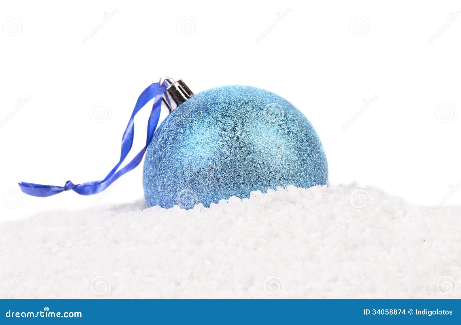Christmas Blue Ball on a Snow. Stock Photo - Image of round, jolly ...