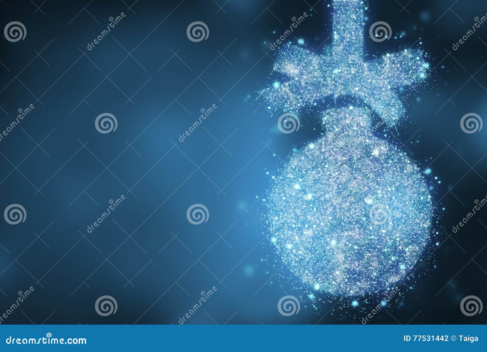 Christmas Blue Bauble Shape Over Magic Bokeh Background Stock Photo ...