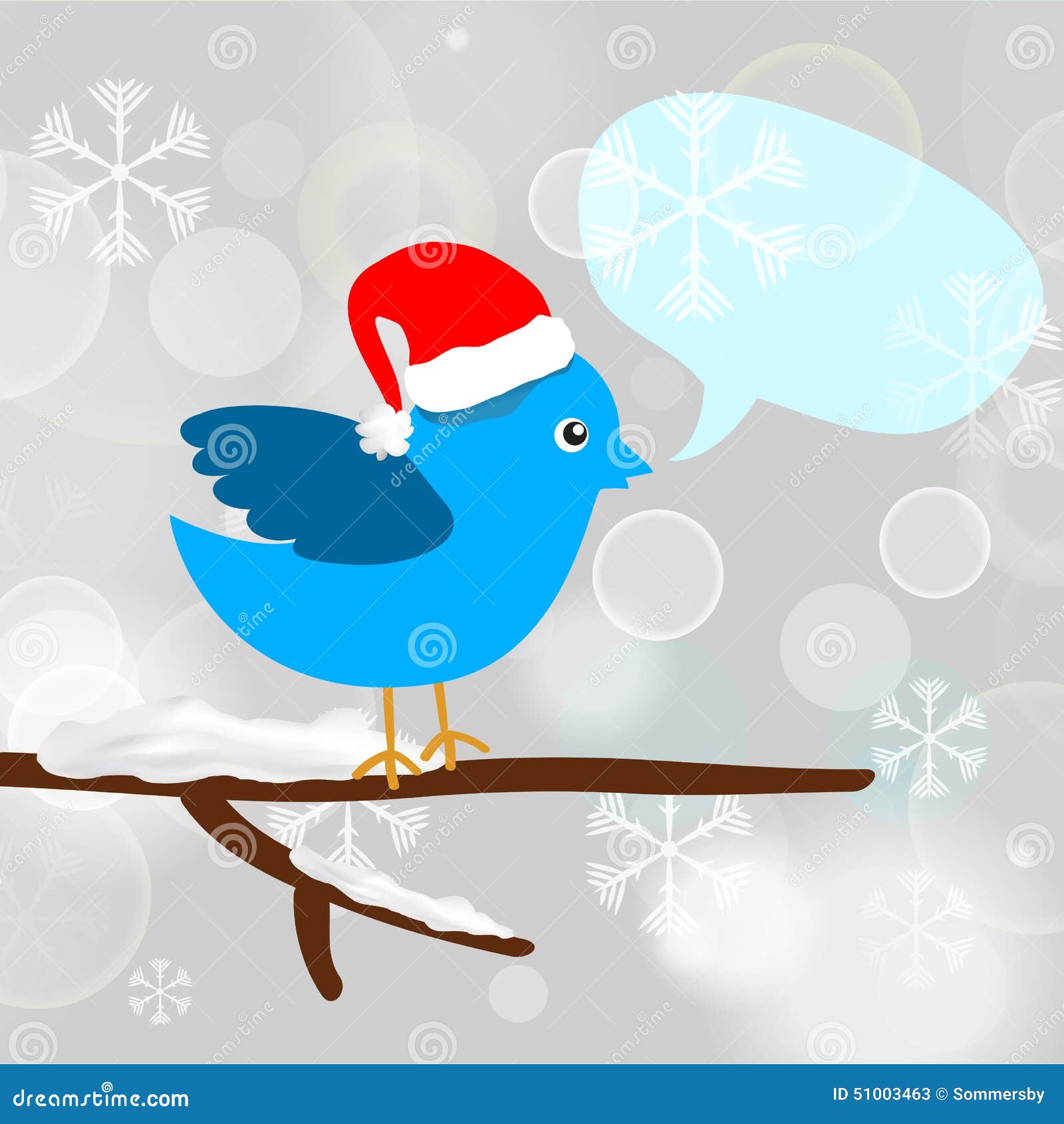 Christmas Blue Bird with Message Bubble Stock Vector - Illustration of ...