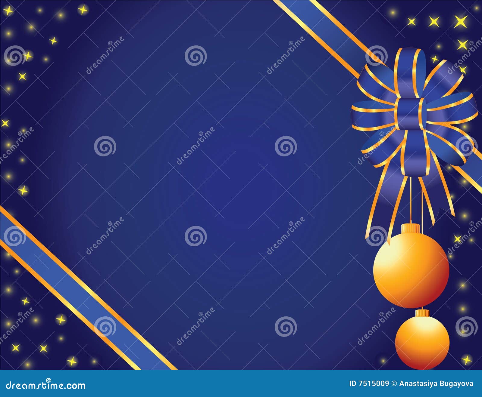 Christmas Blue Bow and Stars Stock Vector - Illustration of curve ...
