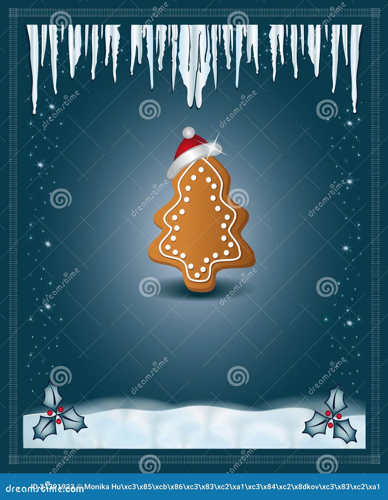 Christmas Blue Congratulations Card Gingerbread Stock Vector ...