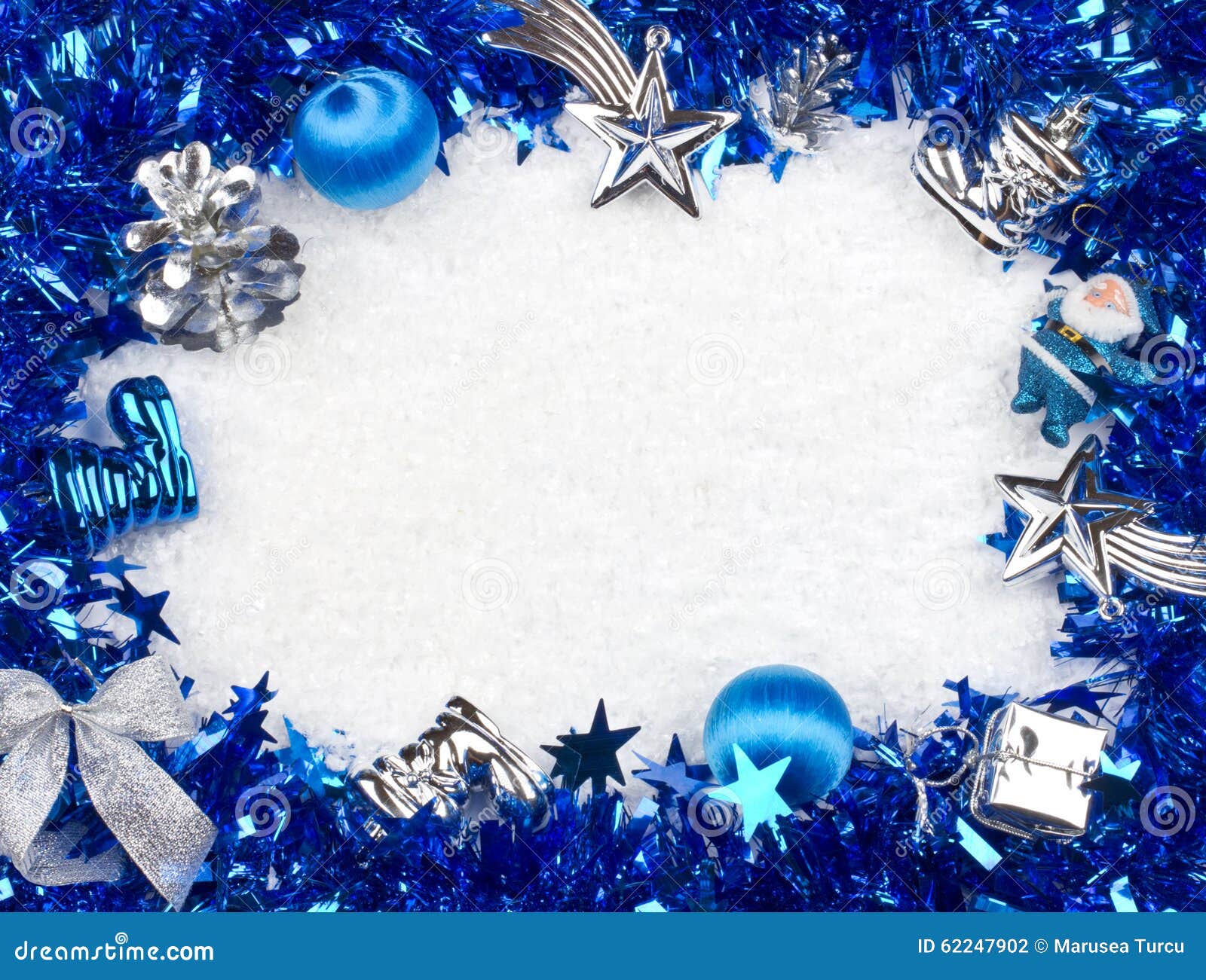 Christmas Blue and Silver Frame Stock Photo - Image of celebrations ...
