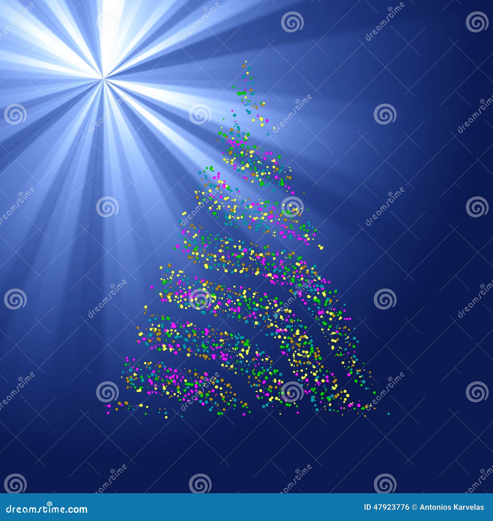 Christmas Bokeh Tree on Light Ray Background Stock Illustration ...