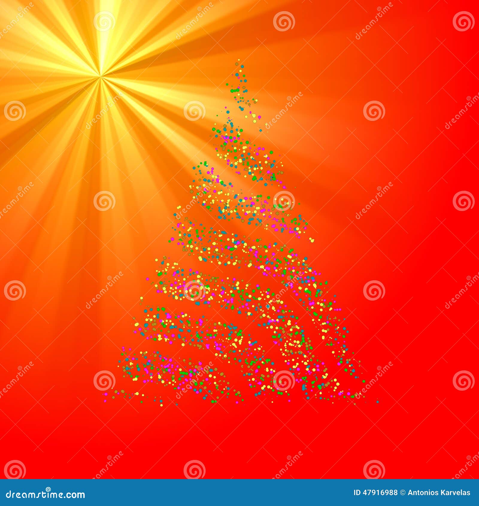 Christmas Bokeh Tree on Light Ray Background Stock Illustration ...