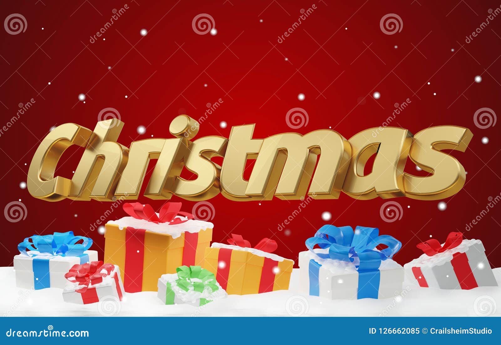Christmas Bold Letters with Christmas Presents 3d-illustration Stock ...