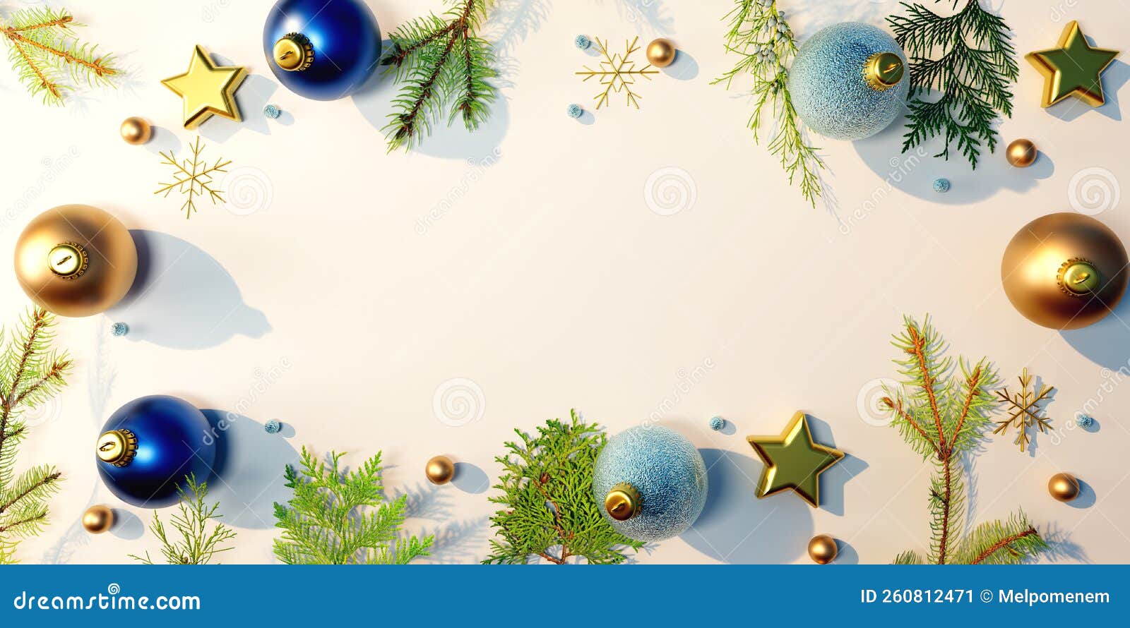 Christmas Border - Baubles and Stars - 3D Stock Illustration ...