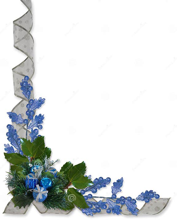 Christmas Border Blue Ornaments Stock Illustration - Illustration of ...