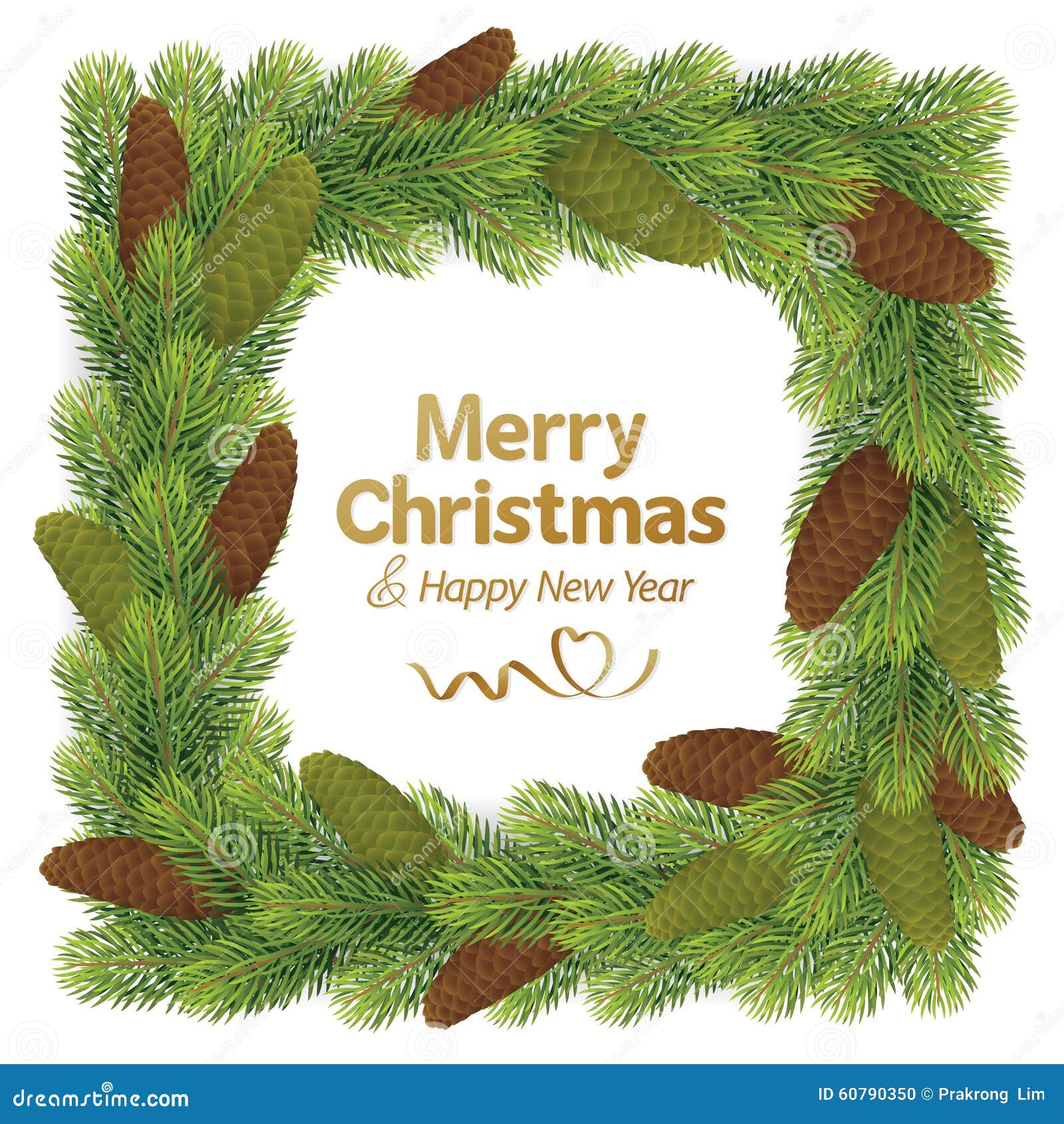 Christmas Border Frame with Pine Cone Stock Vector - Illustration of ...
