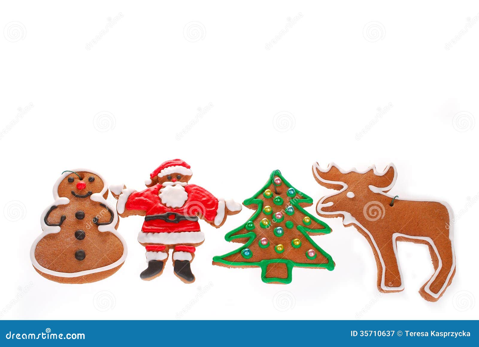 Christmas Border with Gingerbread Cookies Isolated on White Stock Image ...