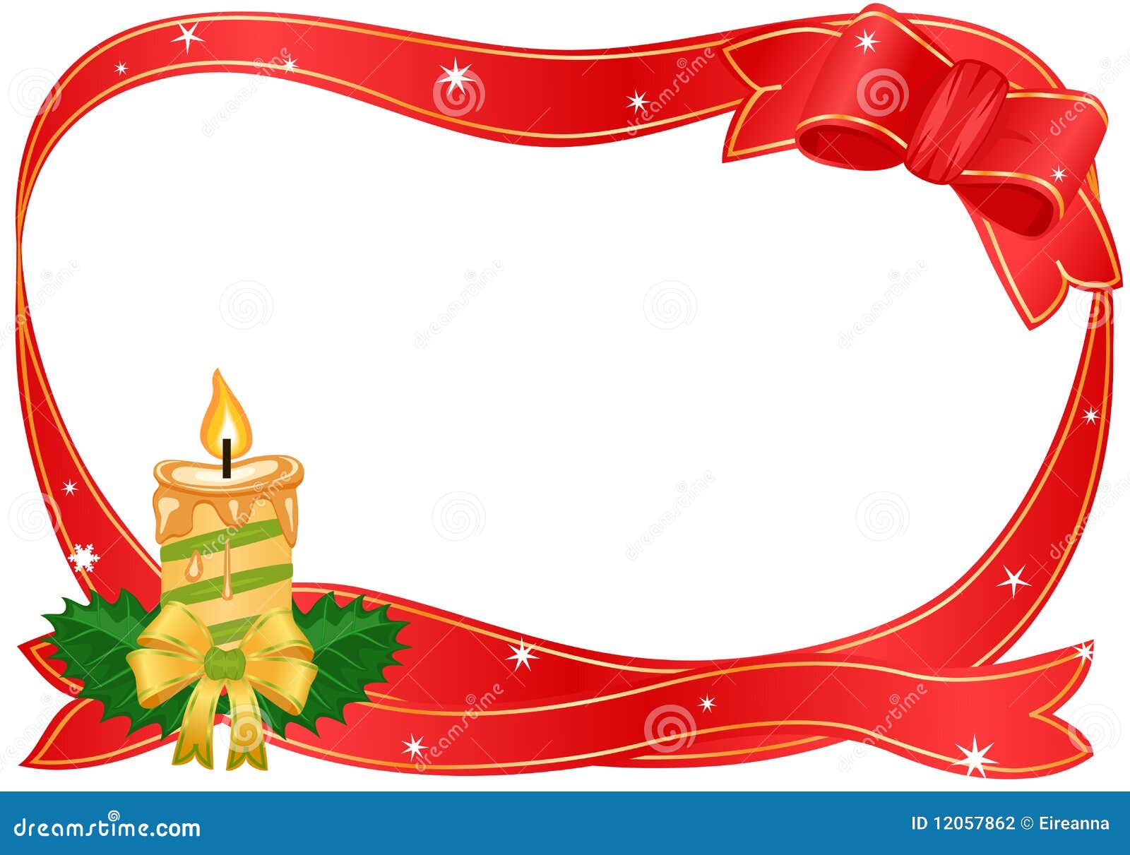 Christmas Border With Golden Candle Stock Photography - Image: 12057862